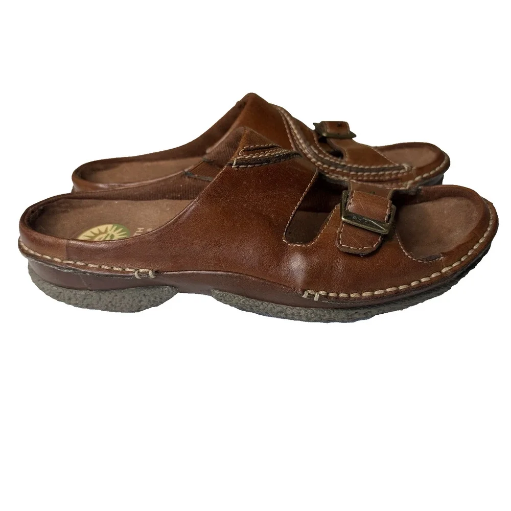 Earth | Shoes | Vintage Earth Shoes Yukon Leather Slide Sandals With ...